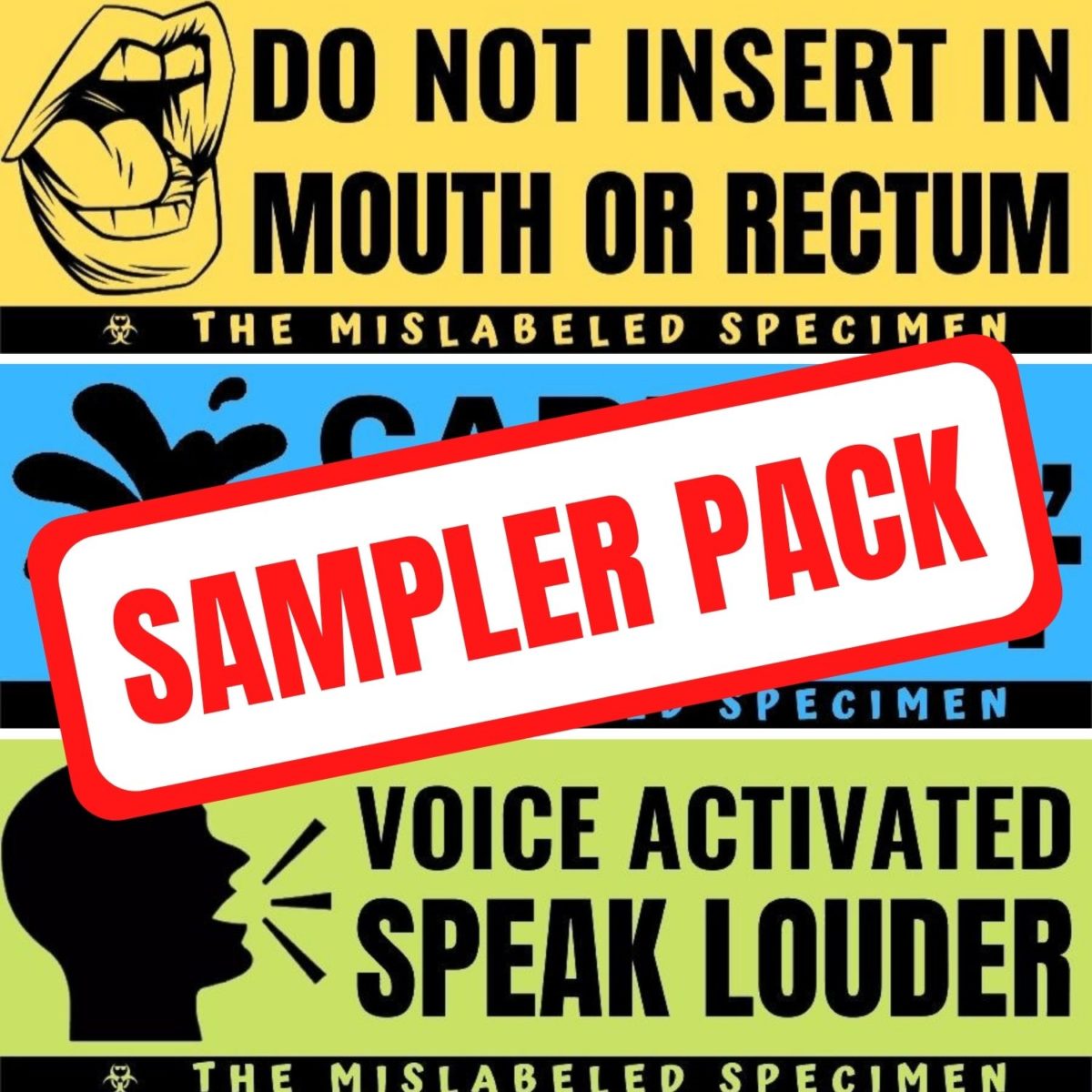 Sampler Pack Gag Label Stickers 1" x 2.625" Fluorescent Stickers with ...